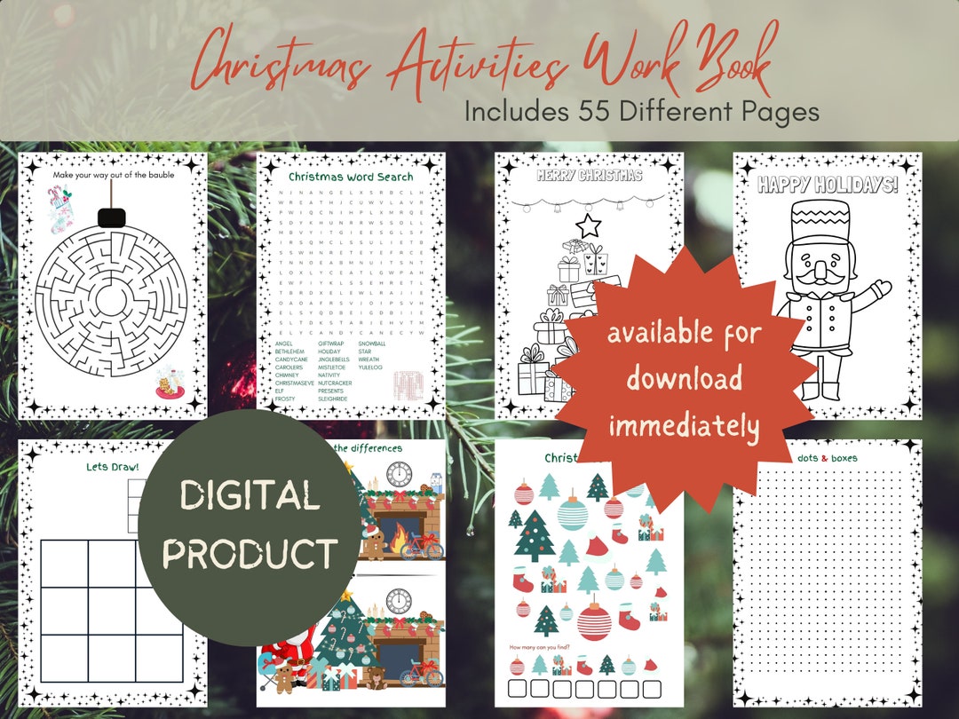 Printable Christmas Activity Book 55 Different Pages Christmas ...