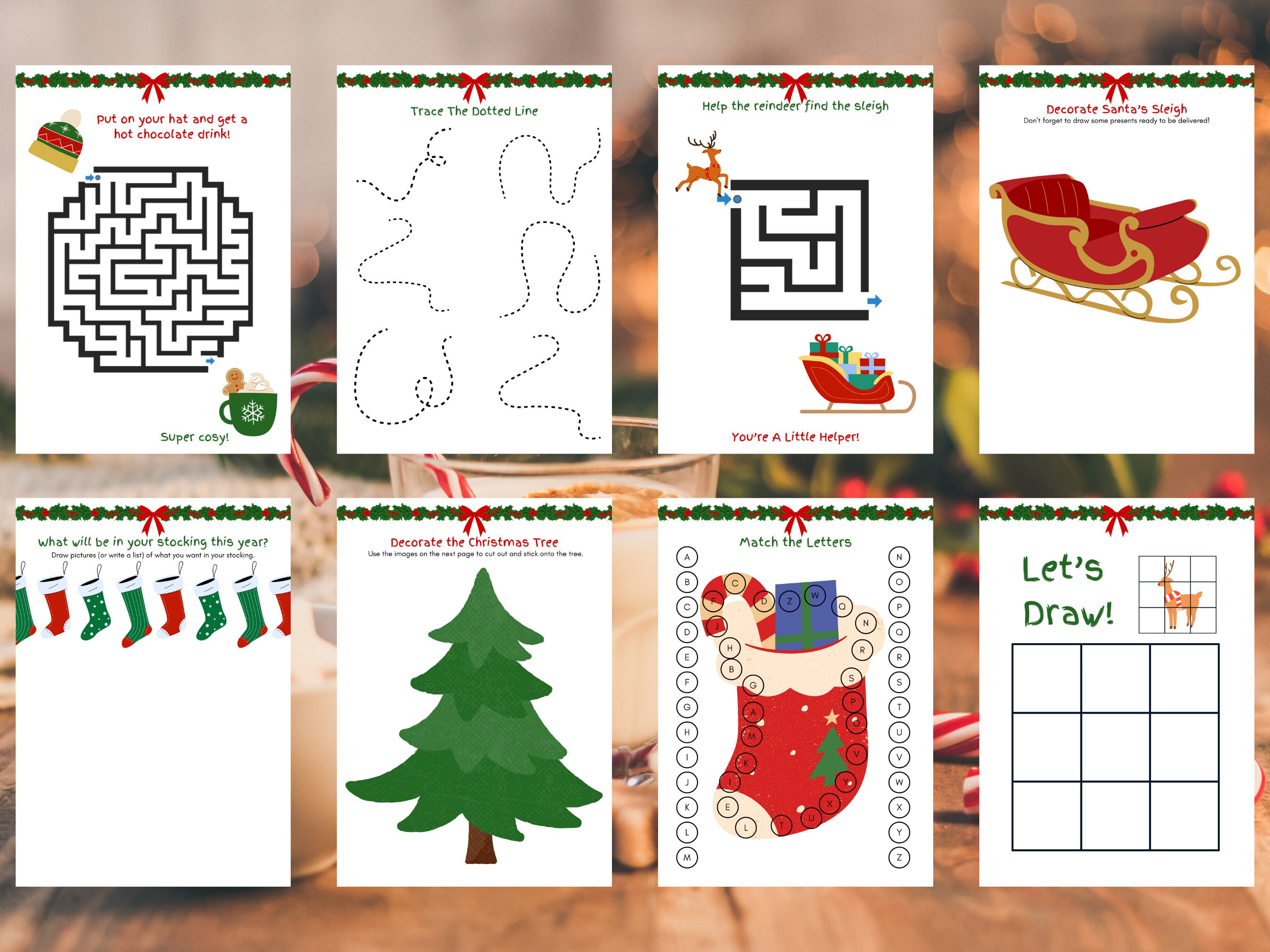 Printable Christmas Activity Book 60 Different Pages Christmas ...