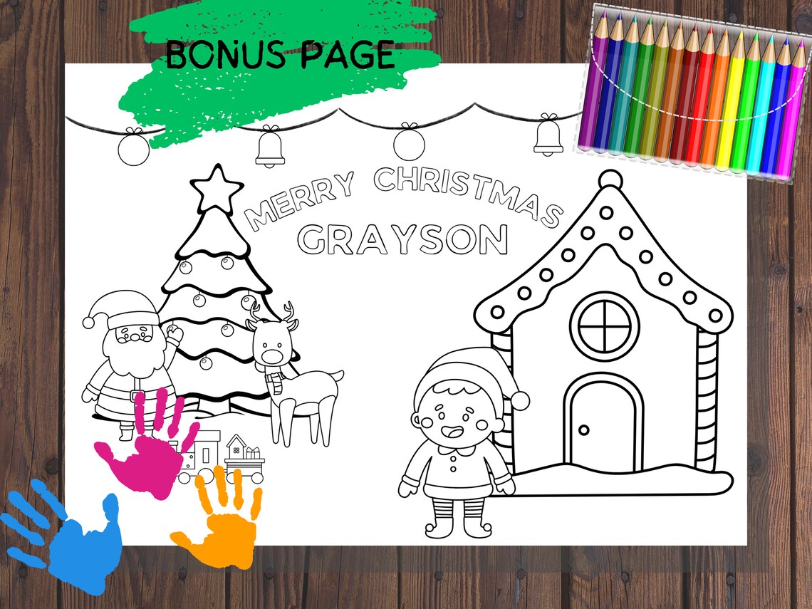 Personalized Coloring Page Editable Christmas Coloring Coloring Pages ...