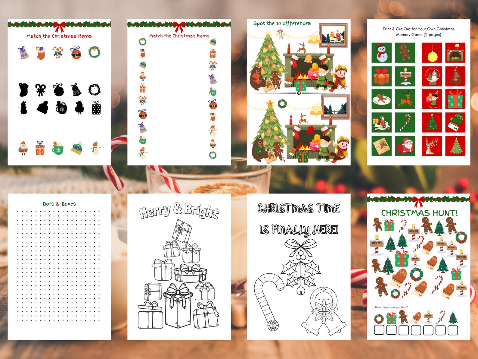 Printable Christmas Activity Book 60 Different Pages Christmas ...