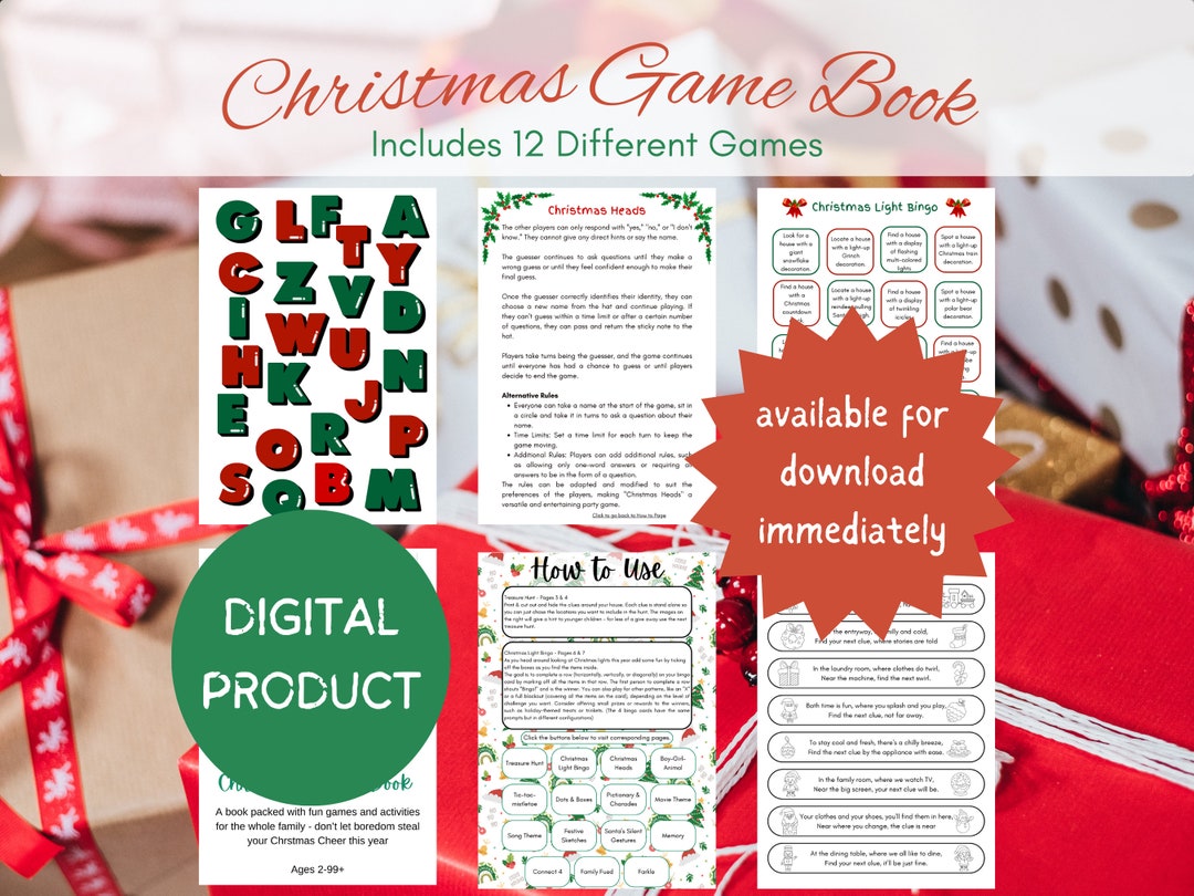 Printable Christmas Activity Game Book 12 Different Games Christmas ...
