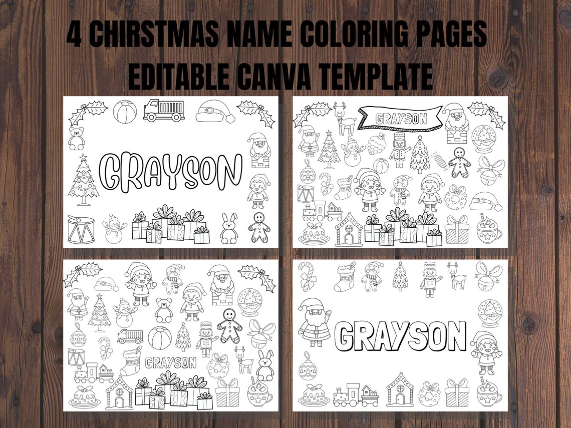 Personalized Coloring Page Editable Christmas Coloring Coloring Pages ...
