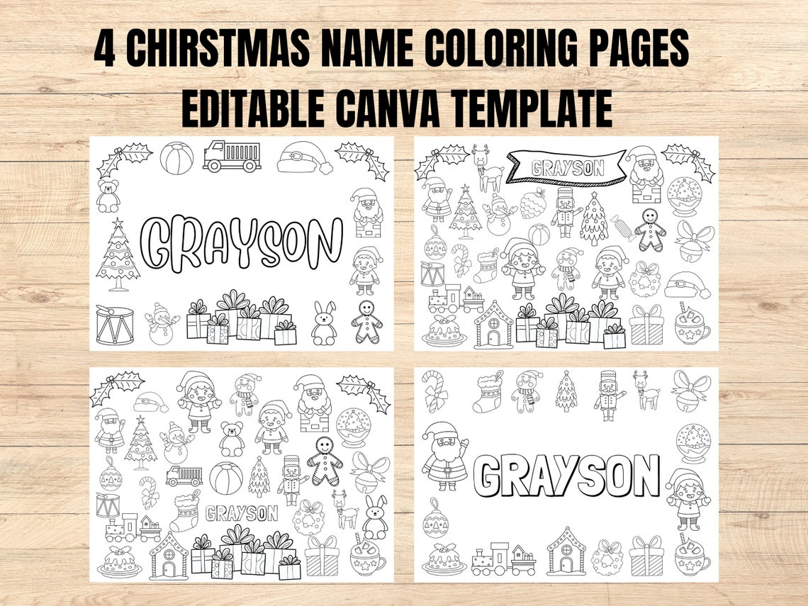 Personalized Coloring Page ~ Editable Christmas Coloring ~ Coloring ...