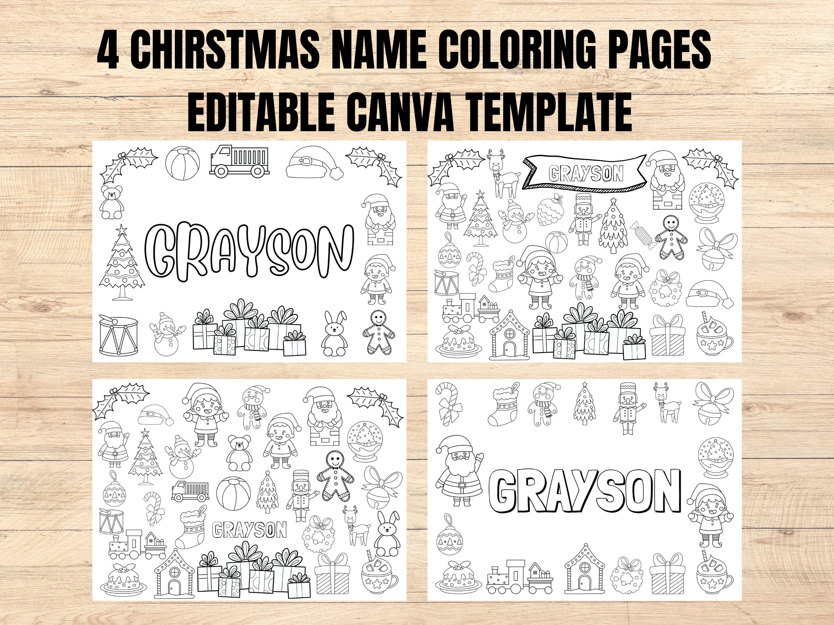 Personalized Coloring Page ~ Editable Christmas Coloring ~ Coloring ...