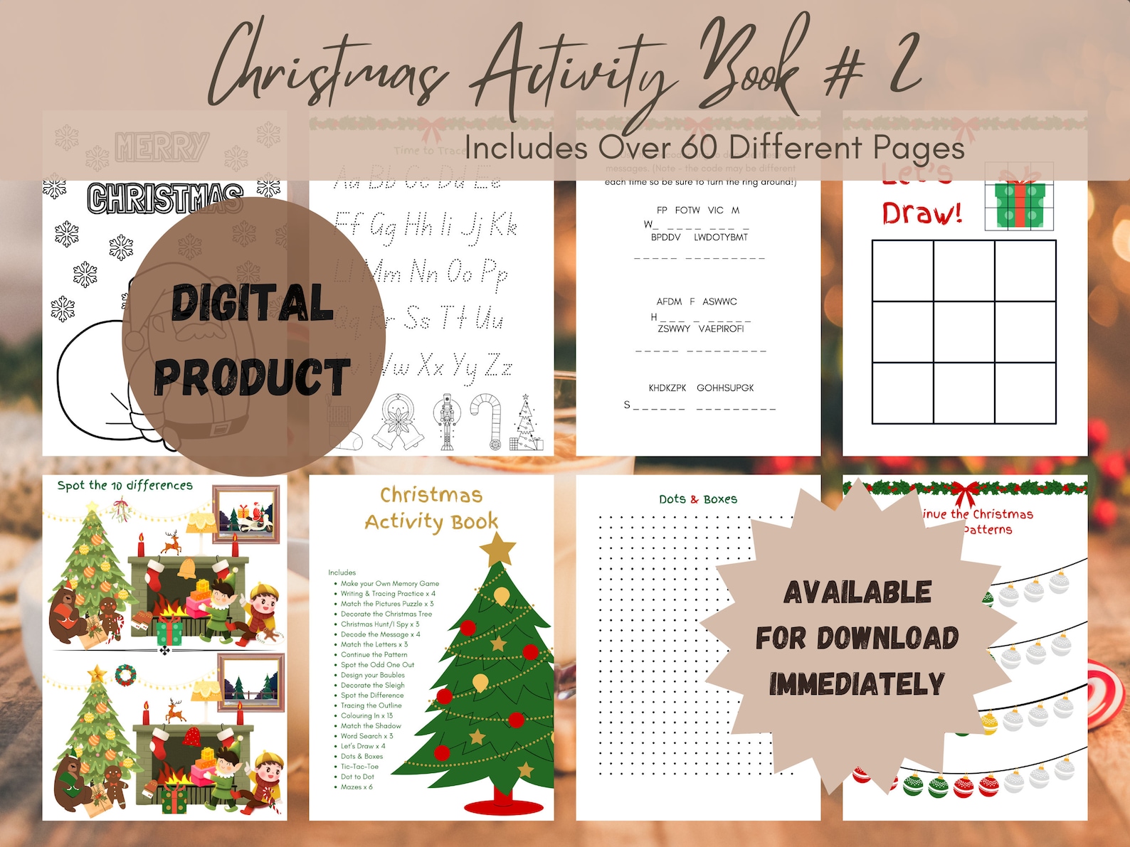 Printable Christmas Activity Book 60 Different Pages Christmas ...