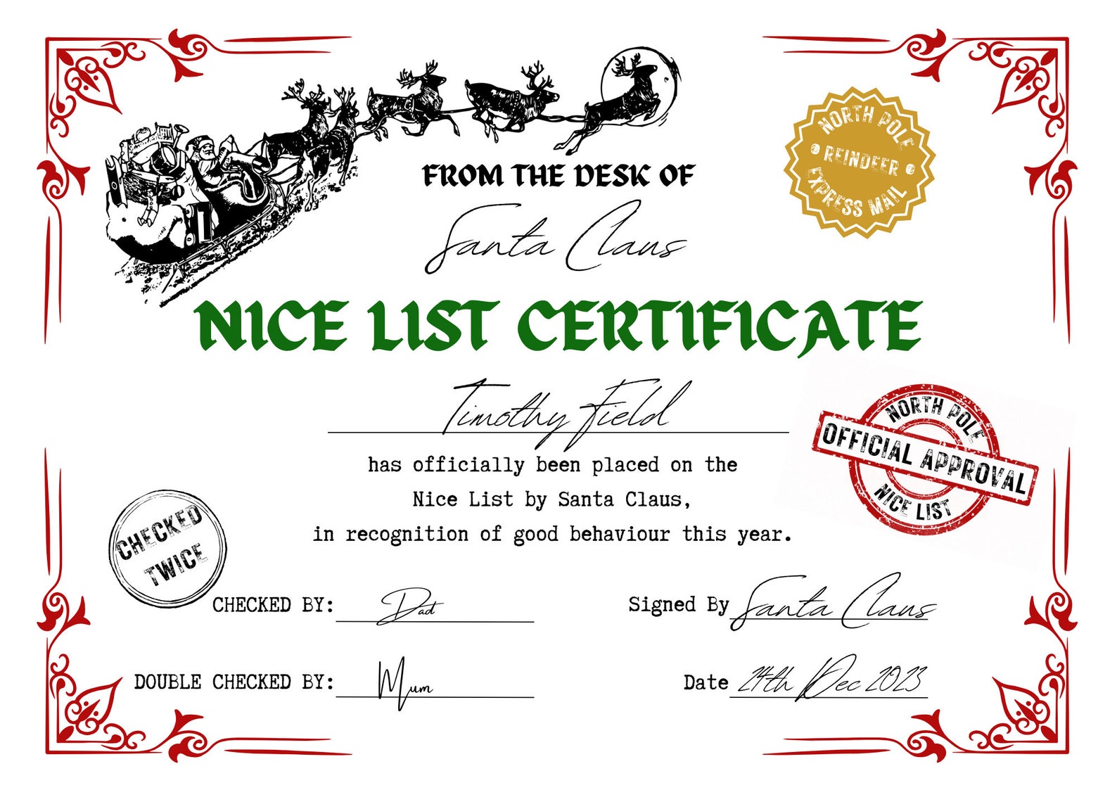 EDITABLE Nice List Certificate Custom Nice List Certificate Nice List ...