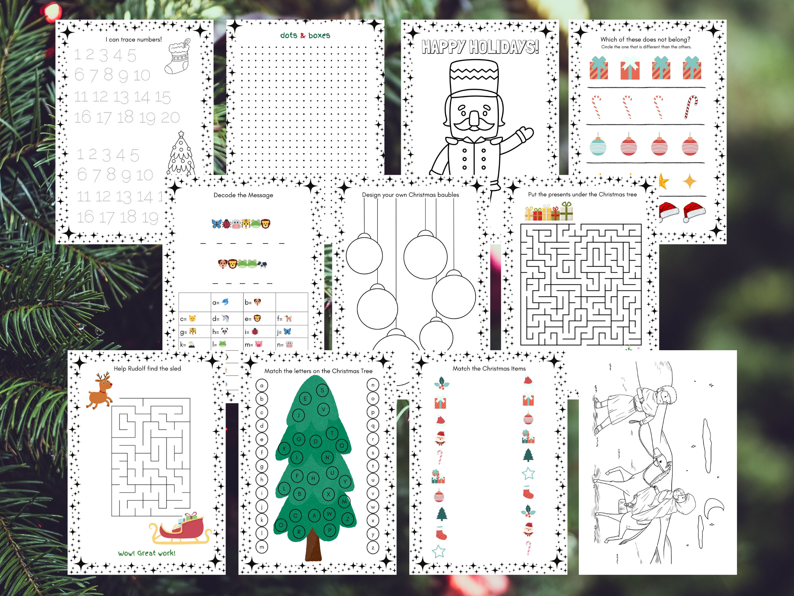Printable Christmas Activity Book 55 Different Pages Christmas ...