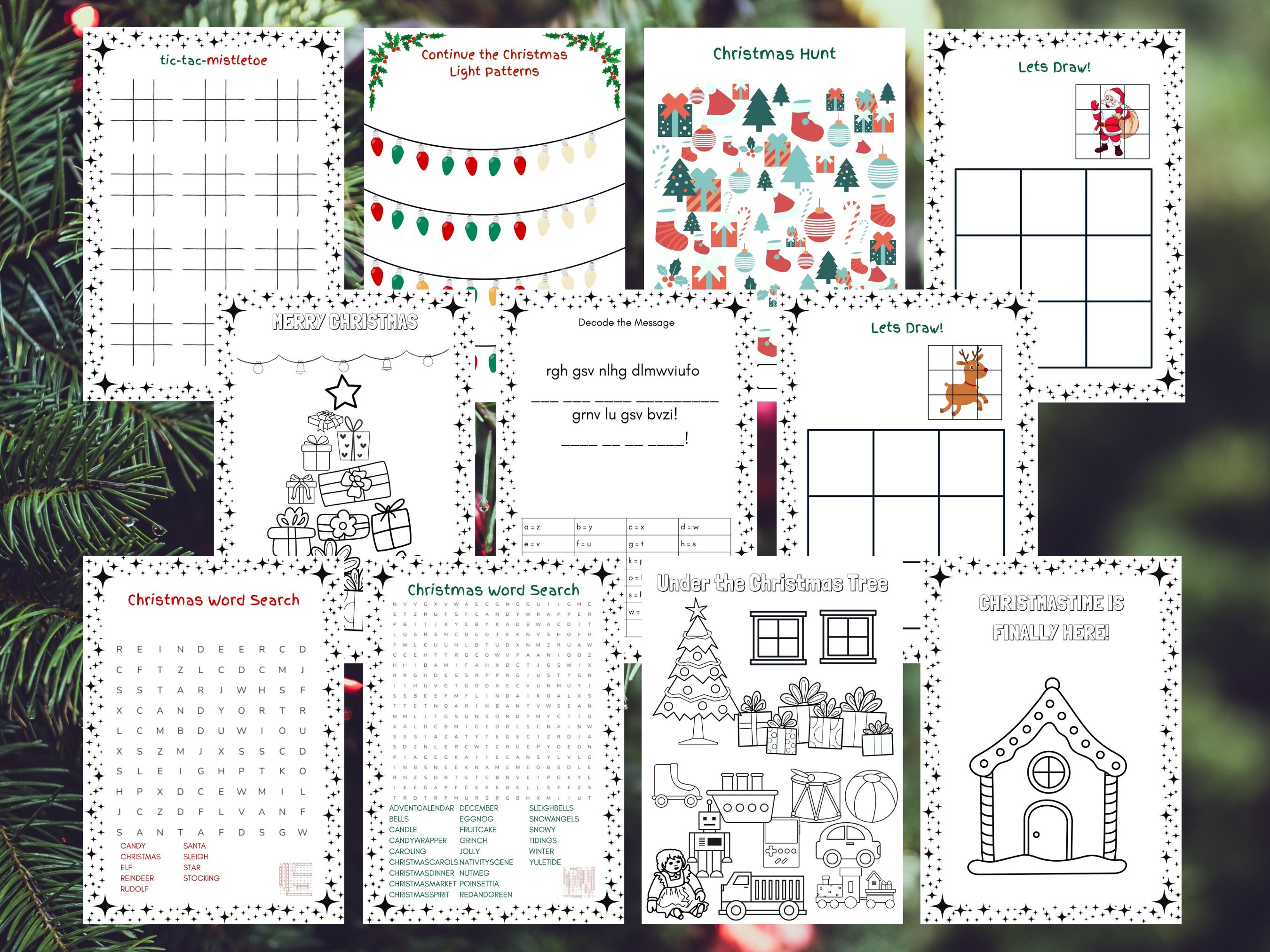 Printable Christmas Activity Book 55 Different Pages Christmas ...