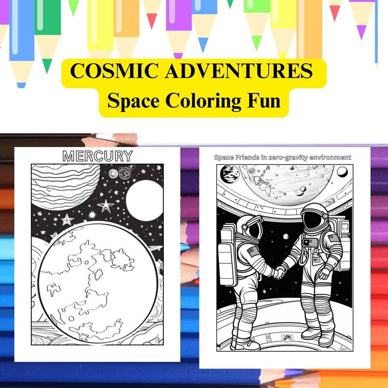 Space-themed Coloring Pages for (ages 7-12) + Free Sticker Sheet ...