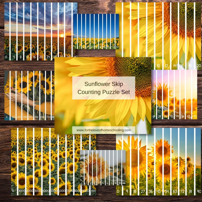 Sunflower Skip Counting Puzzle Set - Etsy