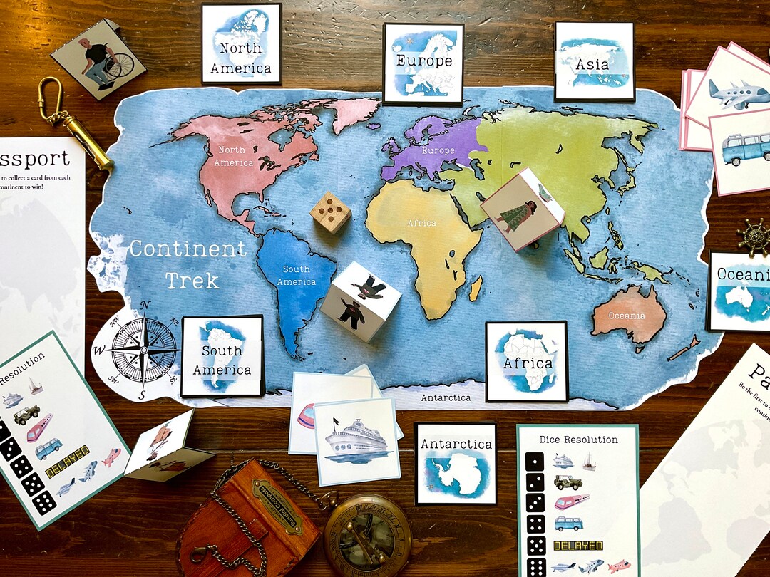 Continent Trek Game - Etsy