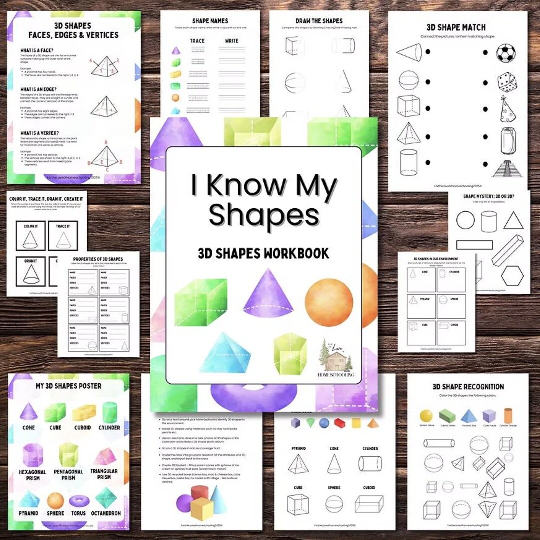 I Know My Shapes 3d Workbook - Etsy