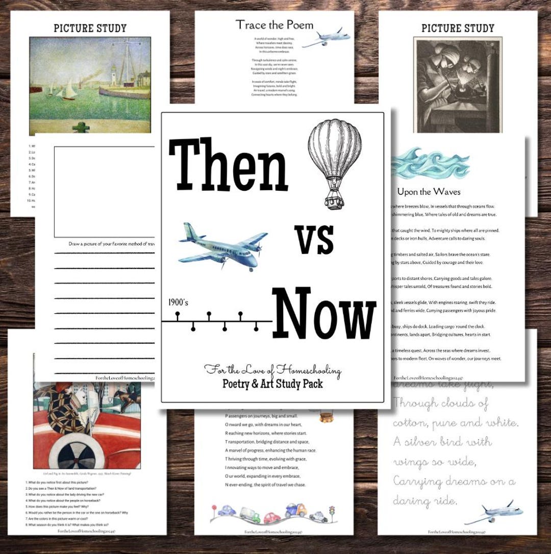 Then Vs Now Transportation Art & Poetry Pack - Etsy