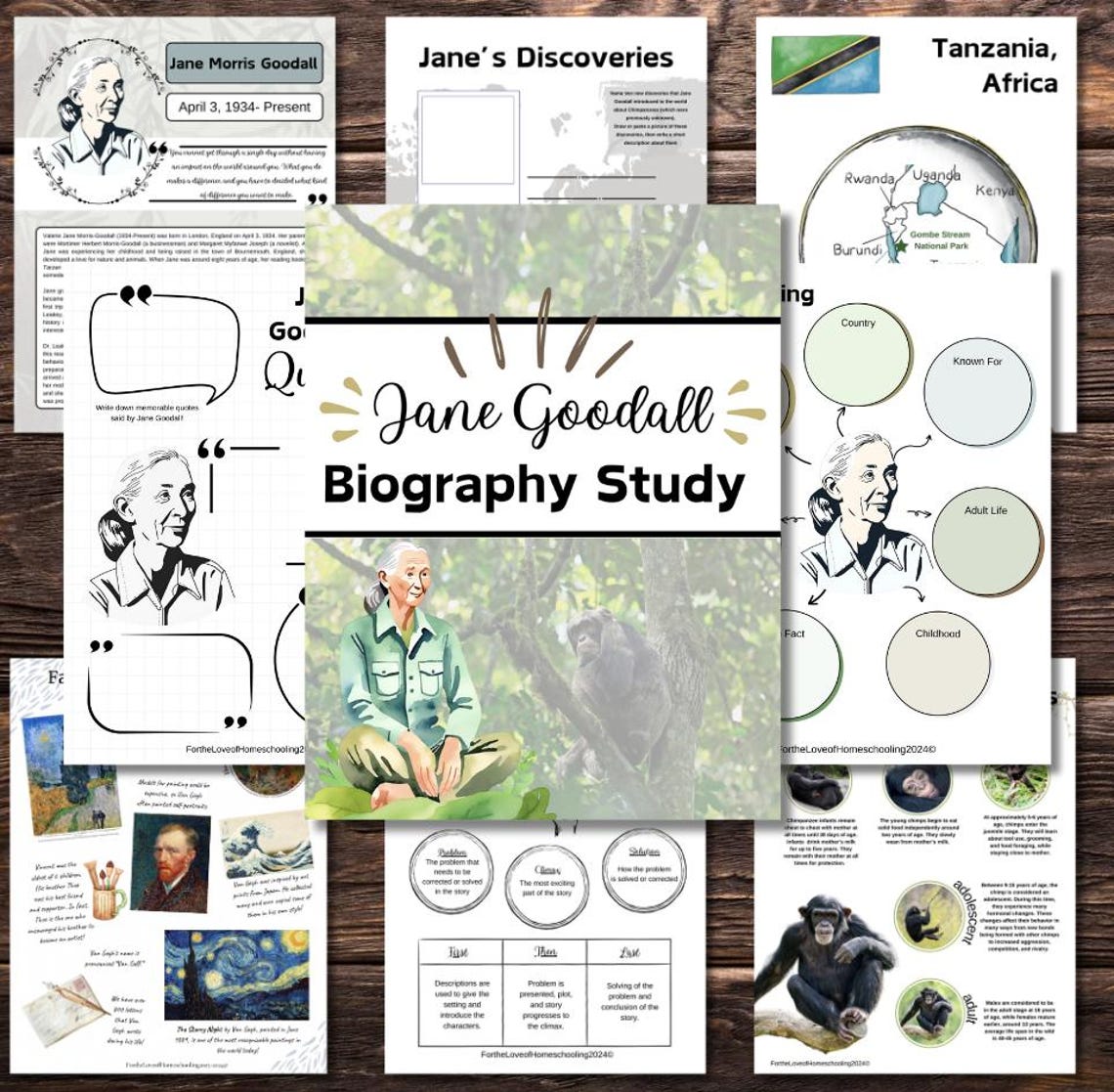 Jane Goodall Biography Unit - Etsy