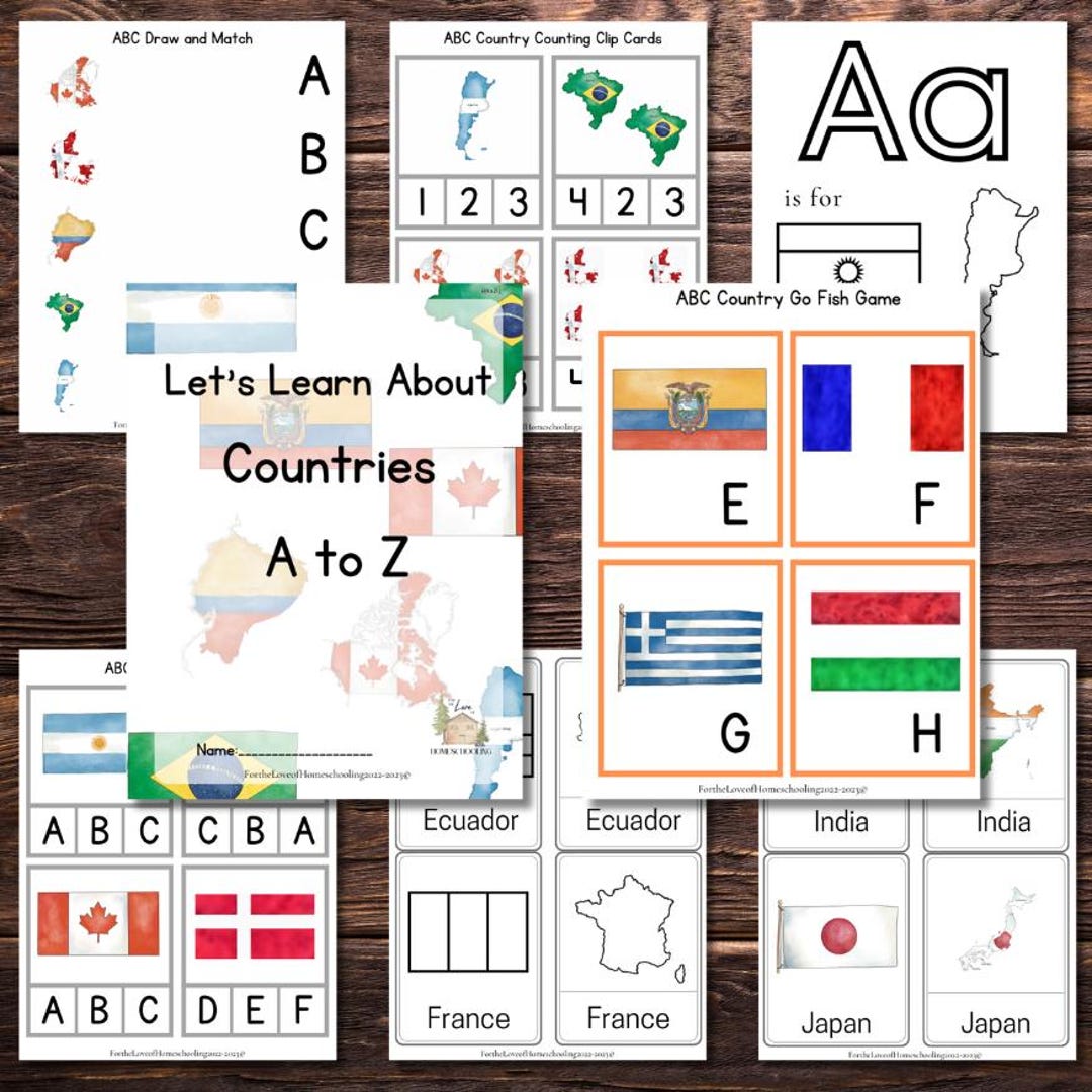 A to Z Countries Learning Pack - Etsy