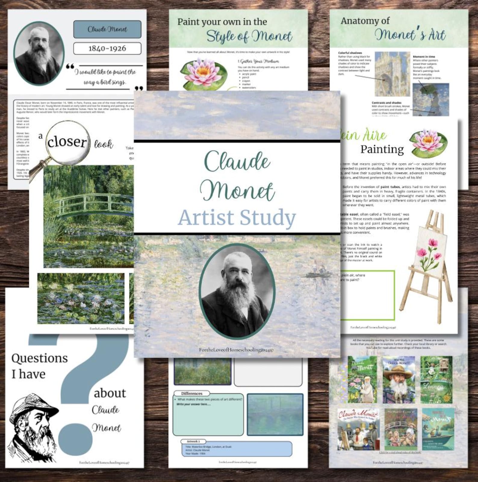 Claude Monet Artist Study - Etsy