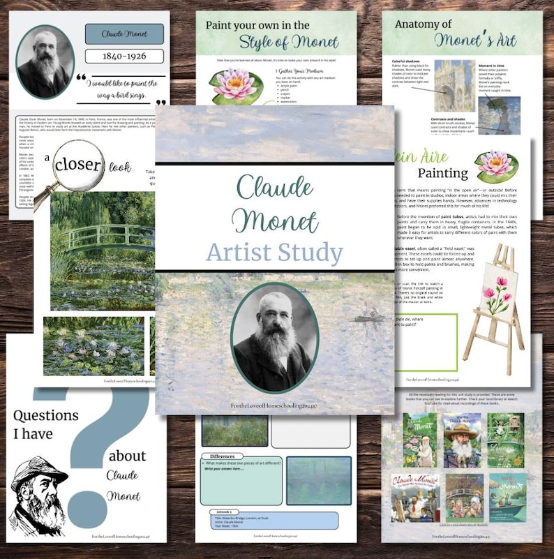 Claude Monet Artist Study - Etsy