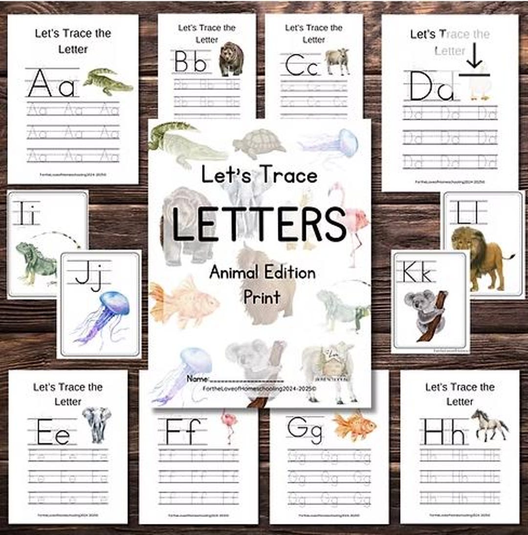 Let's Trace the Letters Animals Print - Etsy