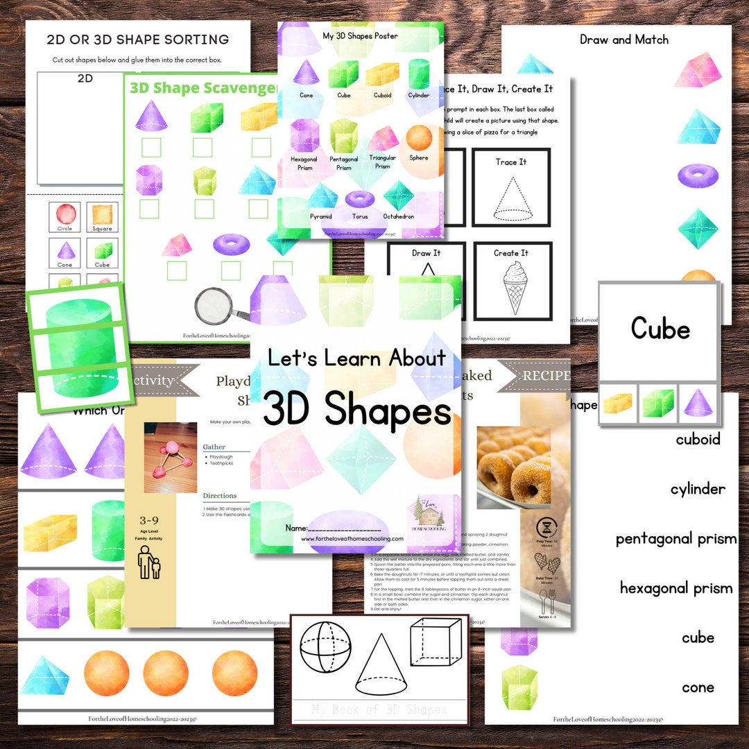 3D Shapes Learning Pack - Etsy