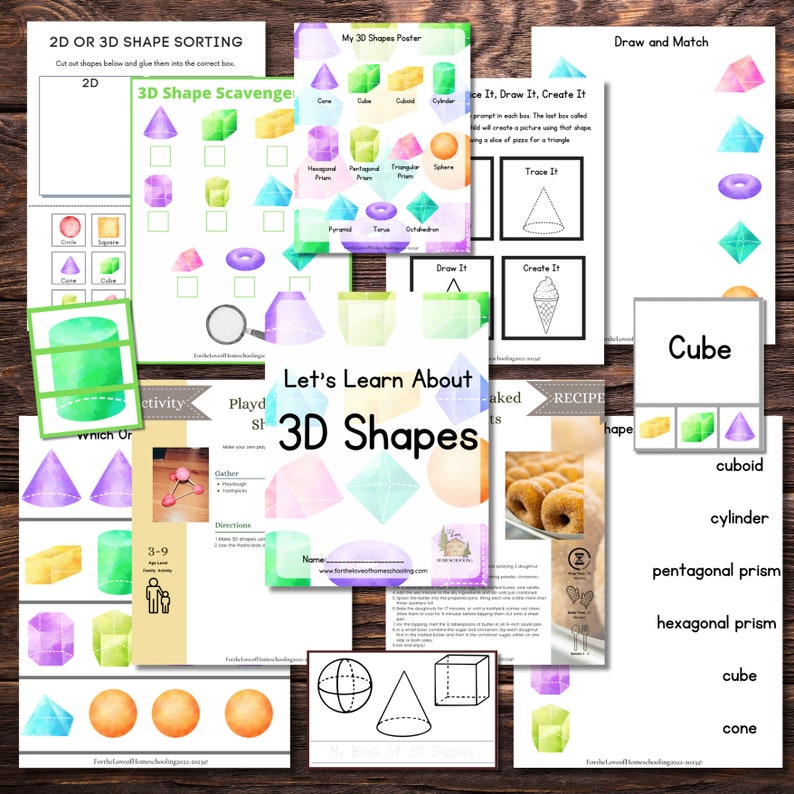 3D Shapes Learning Pack - Etsy