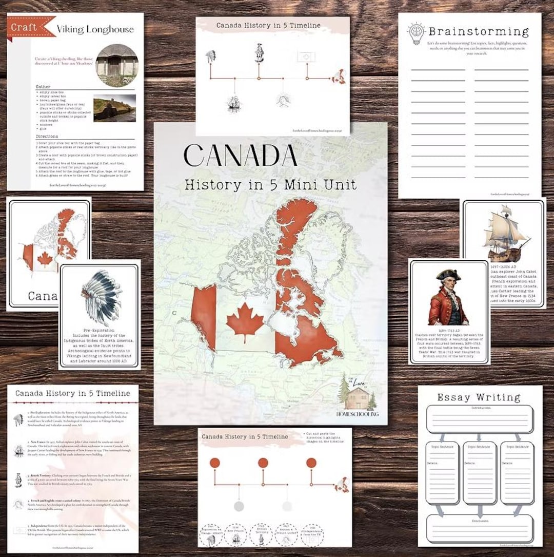 Canada History in 5 Mini Unit Study - Etsy