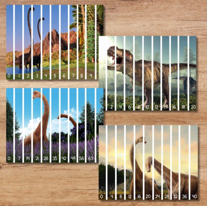 Dino Skip Counting Puzzle Set - Etsy