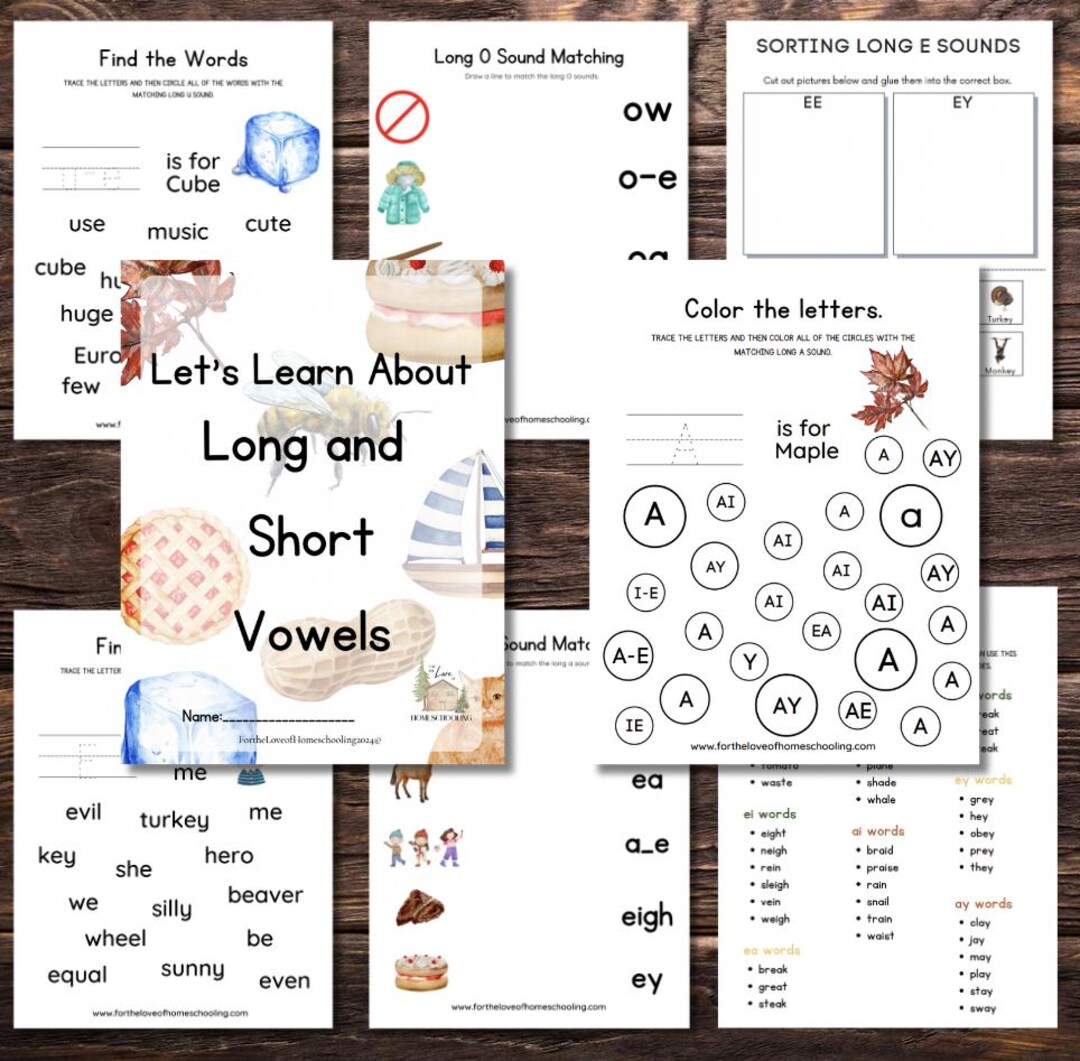 Short & Long Vowel Flashcard Pack - Etsy