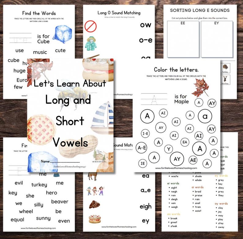 Short & Long Vowel Flashcard Pack - Etsy