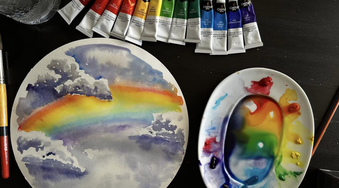 Rainbow Watercolor Art Tutorial - Etsy