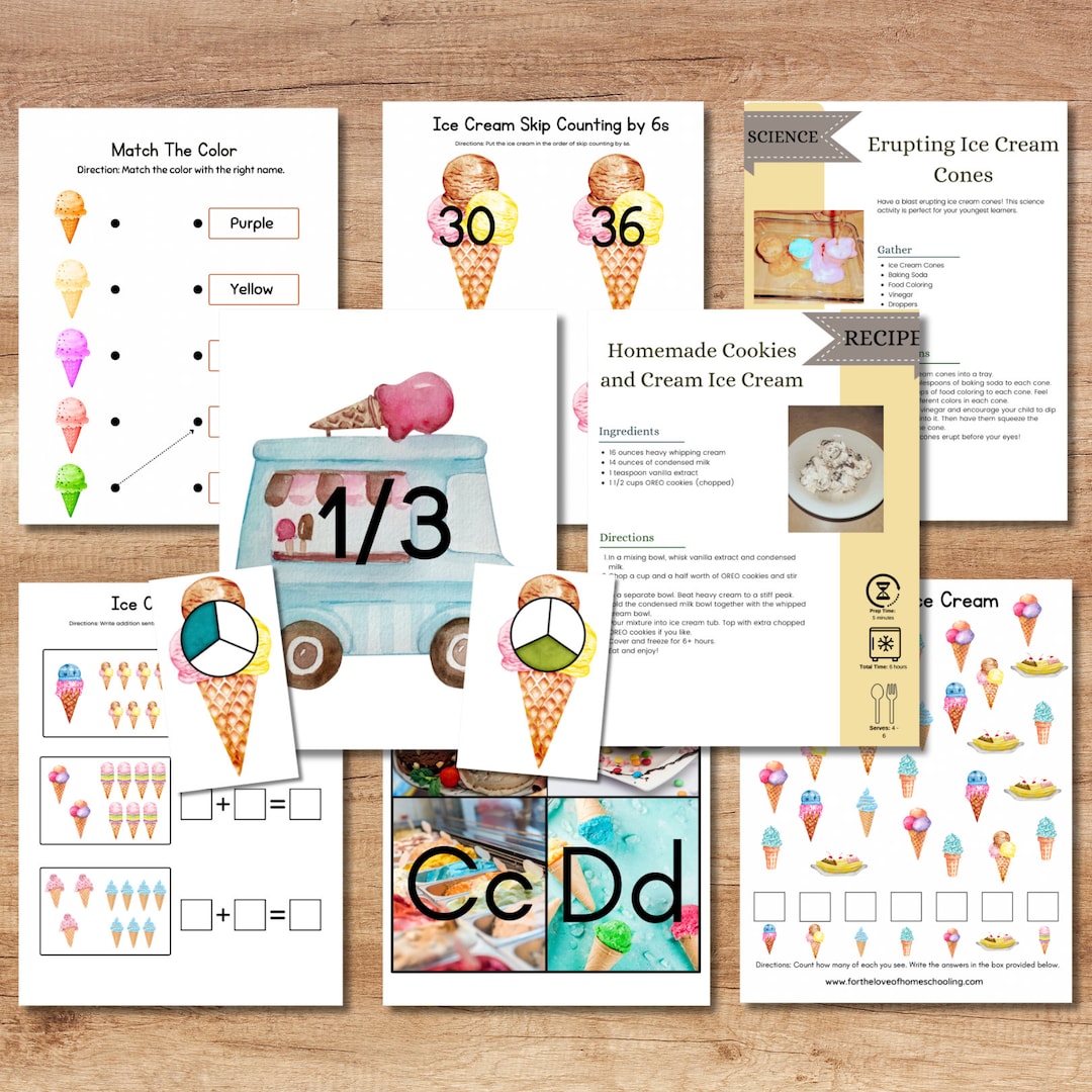 Ice Cream Themed Learning Pack - Etsy