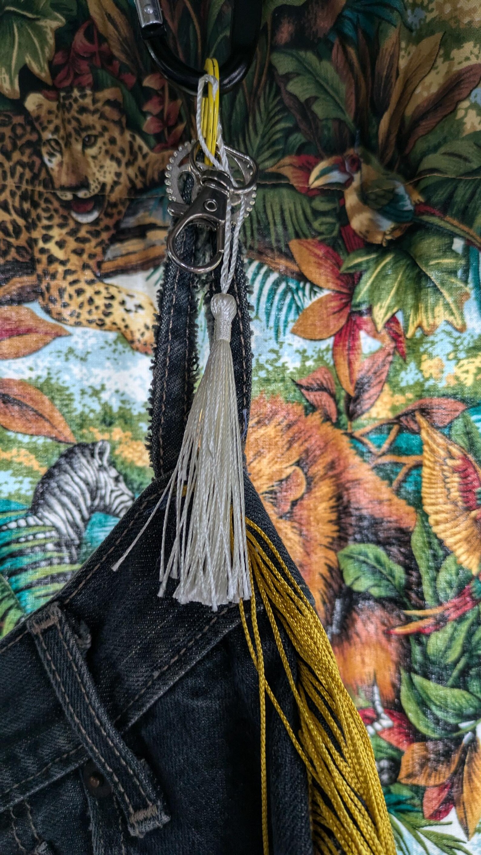 Yellow Fringe Purse Lots of Carabiners and Charms, 12x10x6 and Small ...