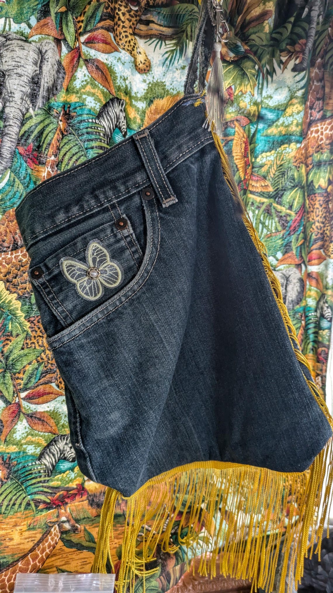 Yellow Fringe Purse Lots of Carabiners and Charms, 12x10x6 and Small ...
