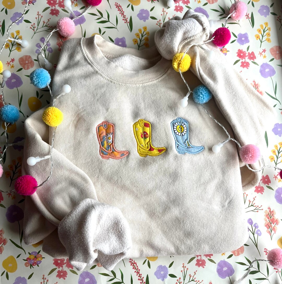 Cowboy Embroidered Sweater Western Sweatshirt Cowboy Crewneck ...