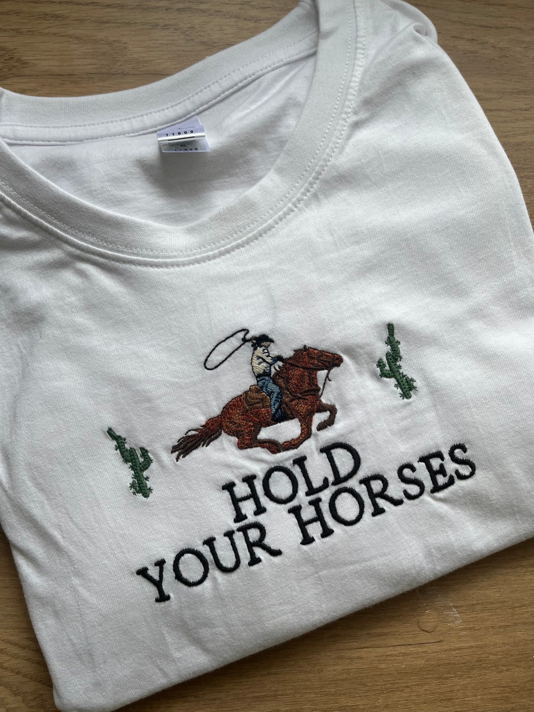 Hold Your Horses Cowboy Embroidered T-shirt Western Tee Cowboy Top ...