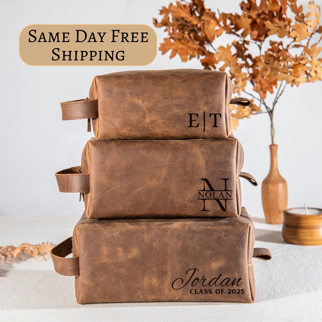 Graduation 2025, Personalized Graduation Gift, Leather Toiletry Bag for ...