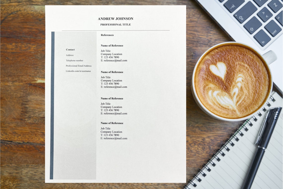 ATS Friendly Plain Text Sidebar Resume Template - Etsy