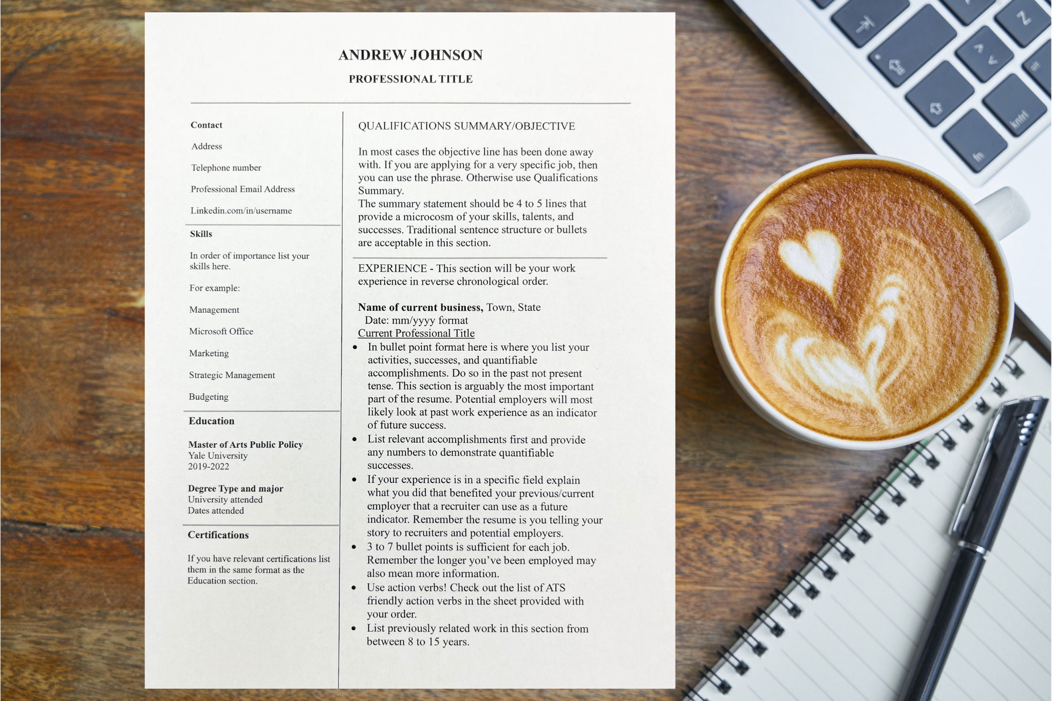 ATS Friendly Simple Sidebar Resume Template - Etsy