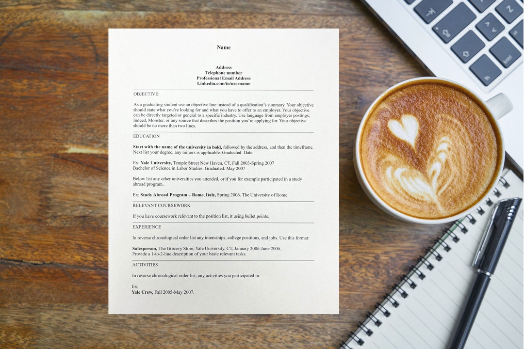 ATS Friendly Digital Resume Template for Recent Graduate - Etsy