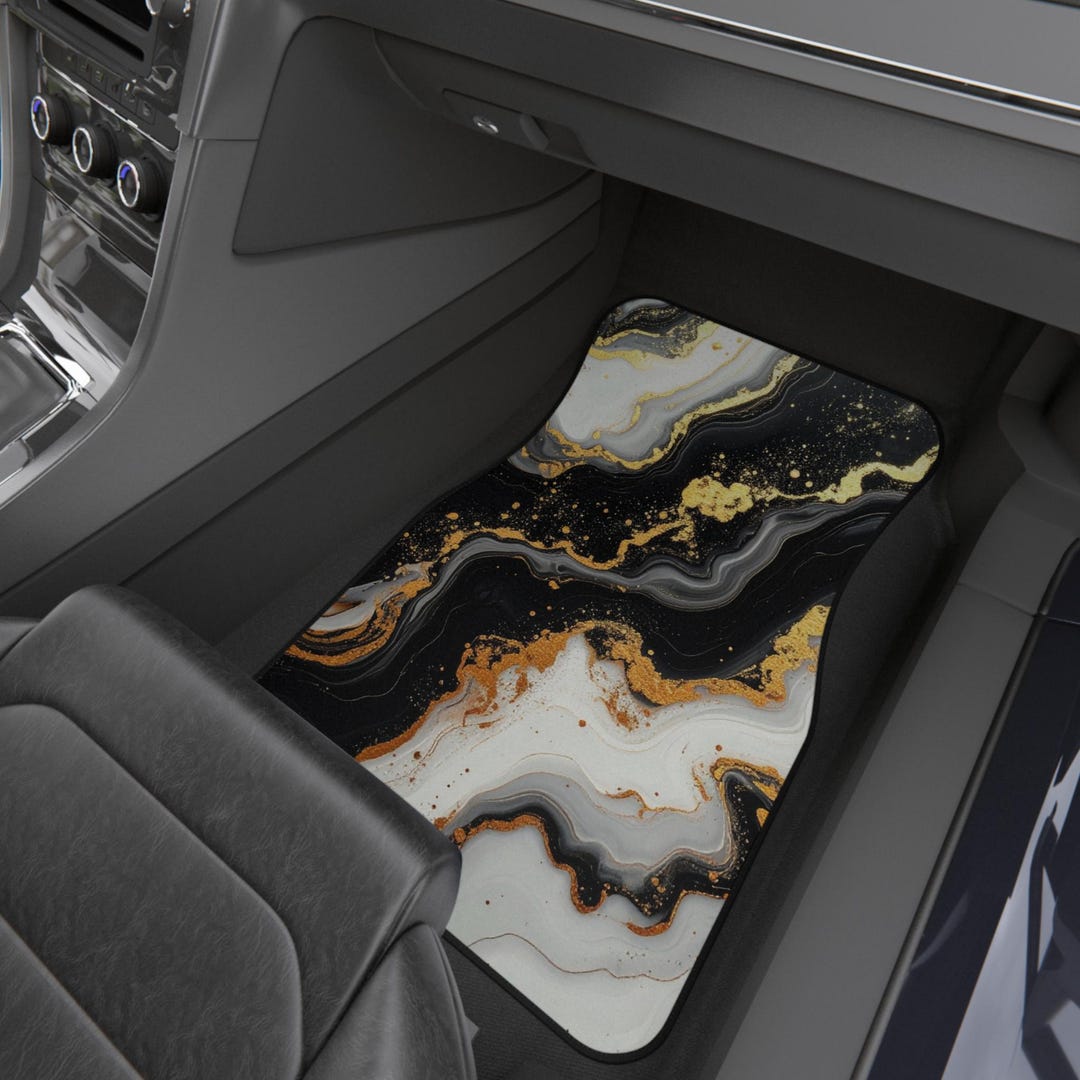 Black Gold Marble Car Floor Mats Set | Luxury Agate Automotive ...