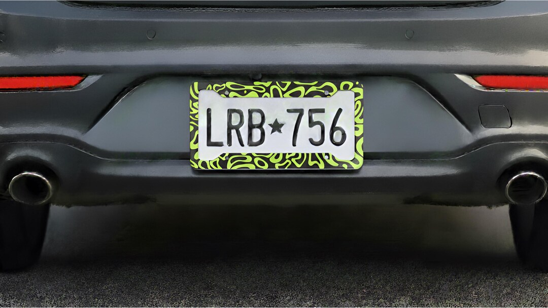 Neon Green License Plate Frame | Abstract Pattern Car Accessories ...