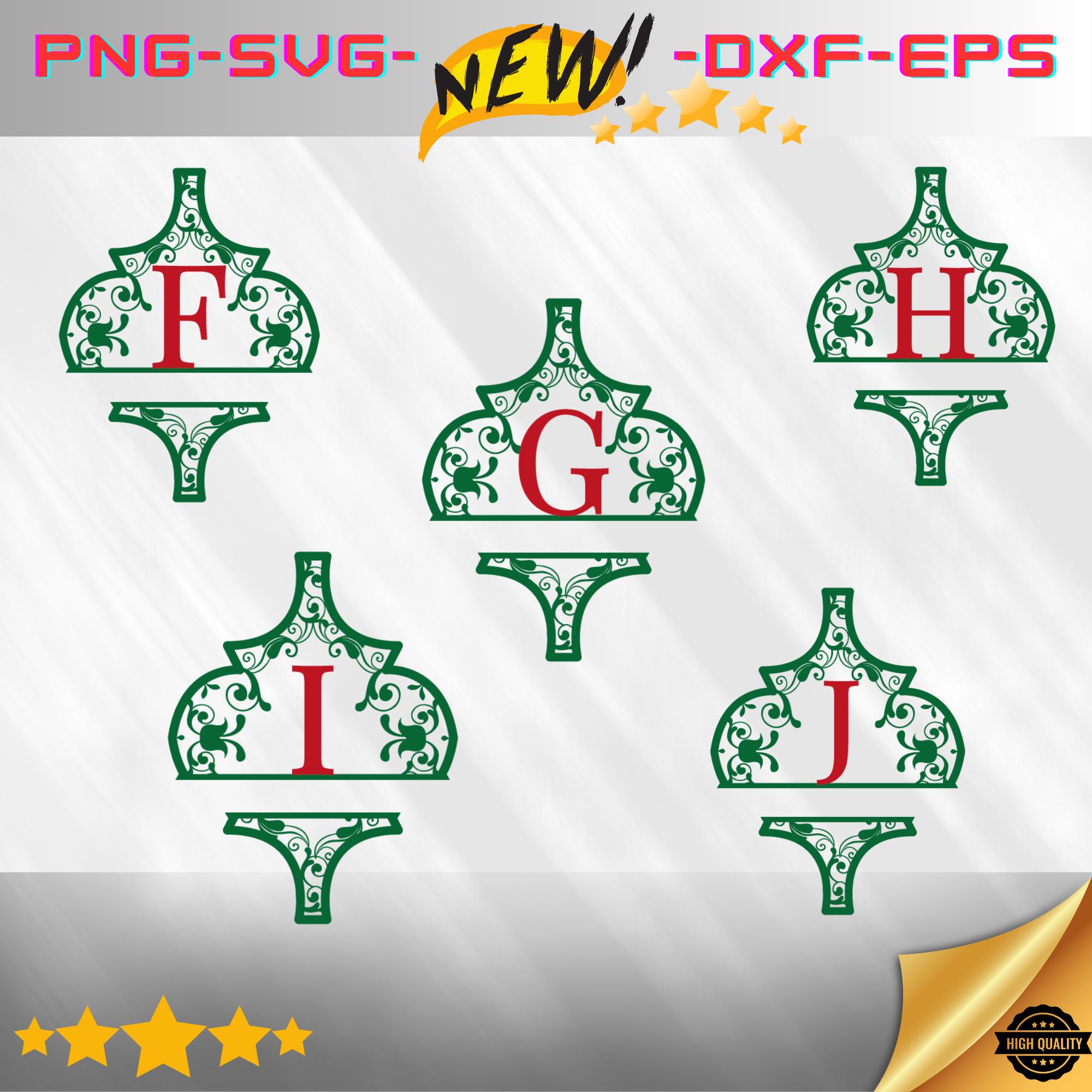 28 Letters Split Monogram Frame Alphabet, Svg, Dxf, Png, Eps, Instant ...