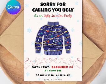 Ugly Sweater Christmas Party Invitation, Ugly Sweater Invitation ...
