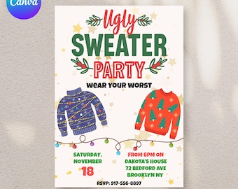 Ugly Sweater Christmas Party Invitation, Ugly Sweater Invitation ...