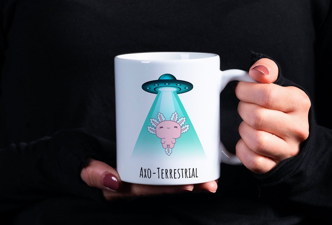 Axolotl Axo-terrestrial Mug, Funny Axolotl Gift, UFO Mug, Cute Axolotl ...