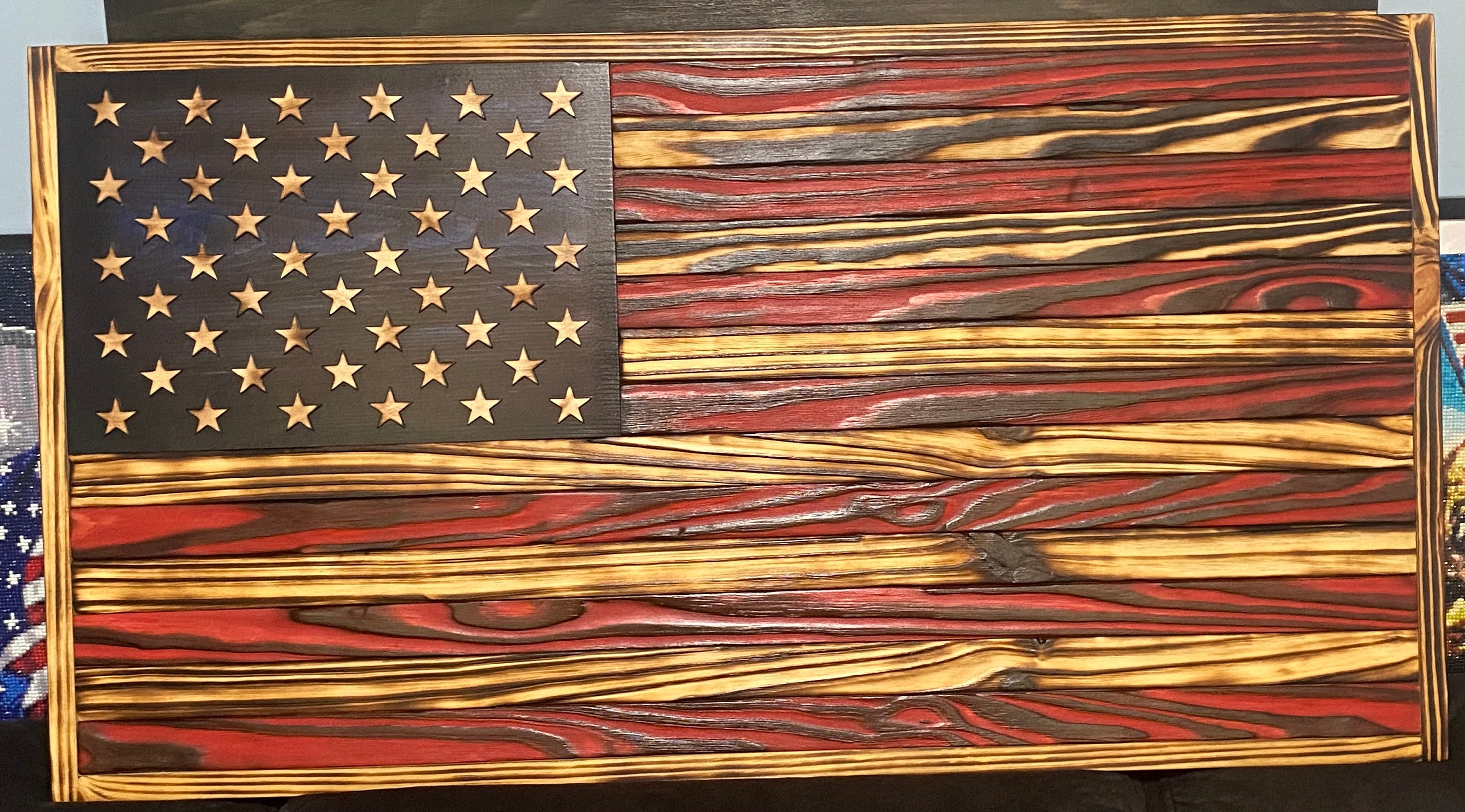 A Handmade Rustic Wooden American Flag - Etsy