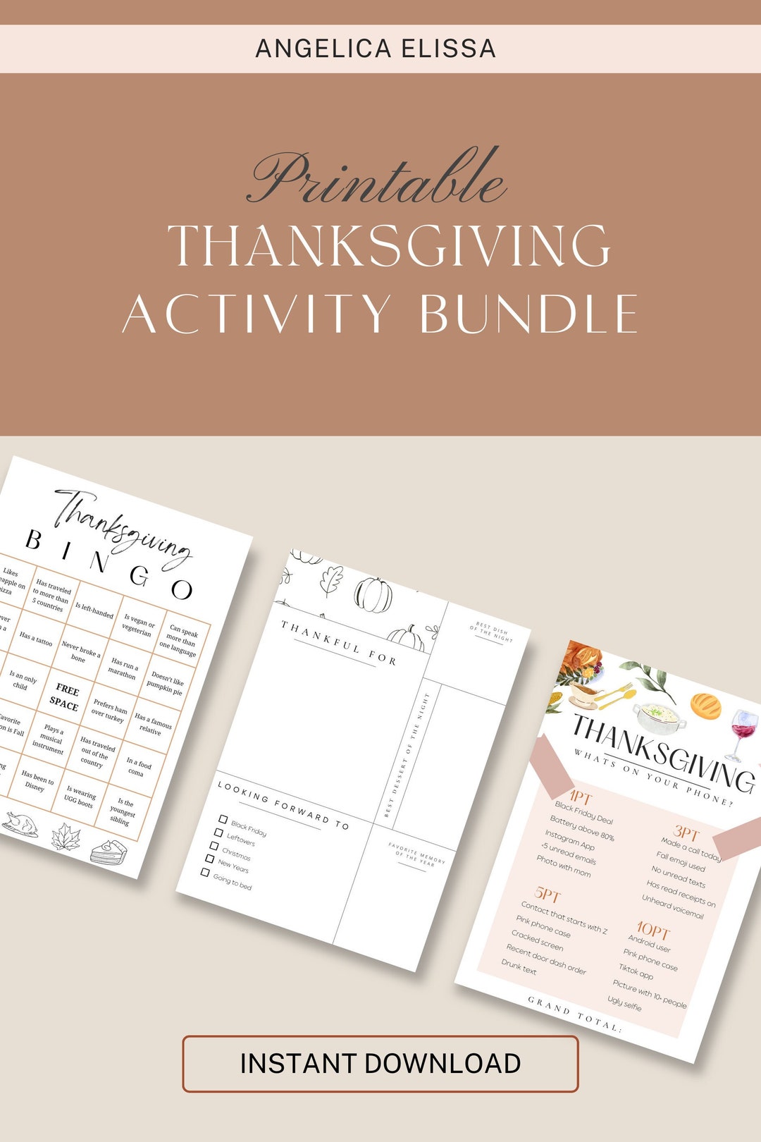 Printable Thanksgiving Activity Bundle, Instant Download, PDF Print ...
