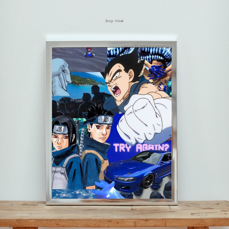 TRY AGAIN Blue Aesthetic POSTER - Etsy