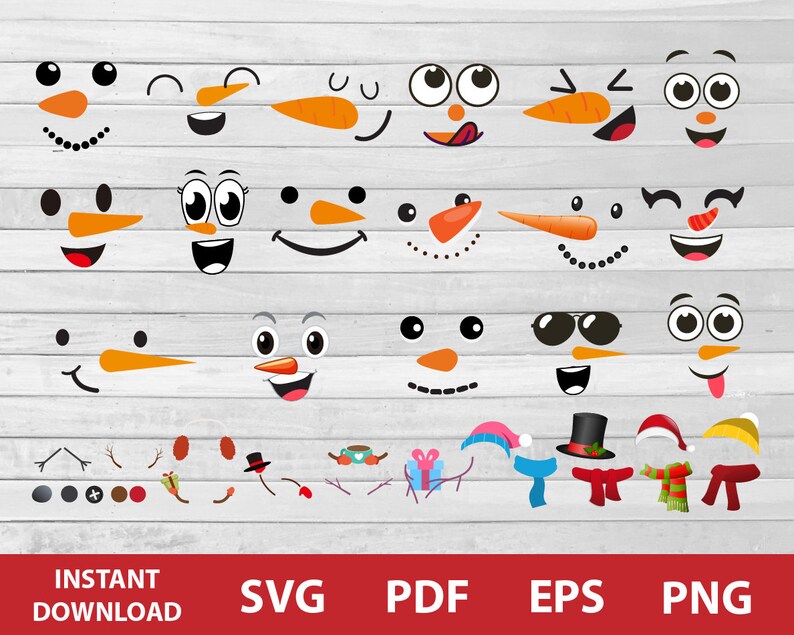 Snowman Face SVG Christmas Snowman SVG Winter Holiday Snowman SVG, Eps ...