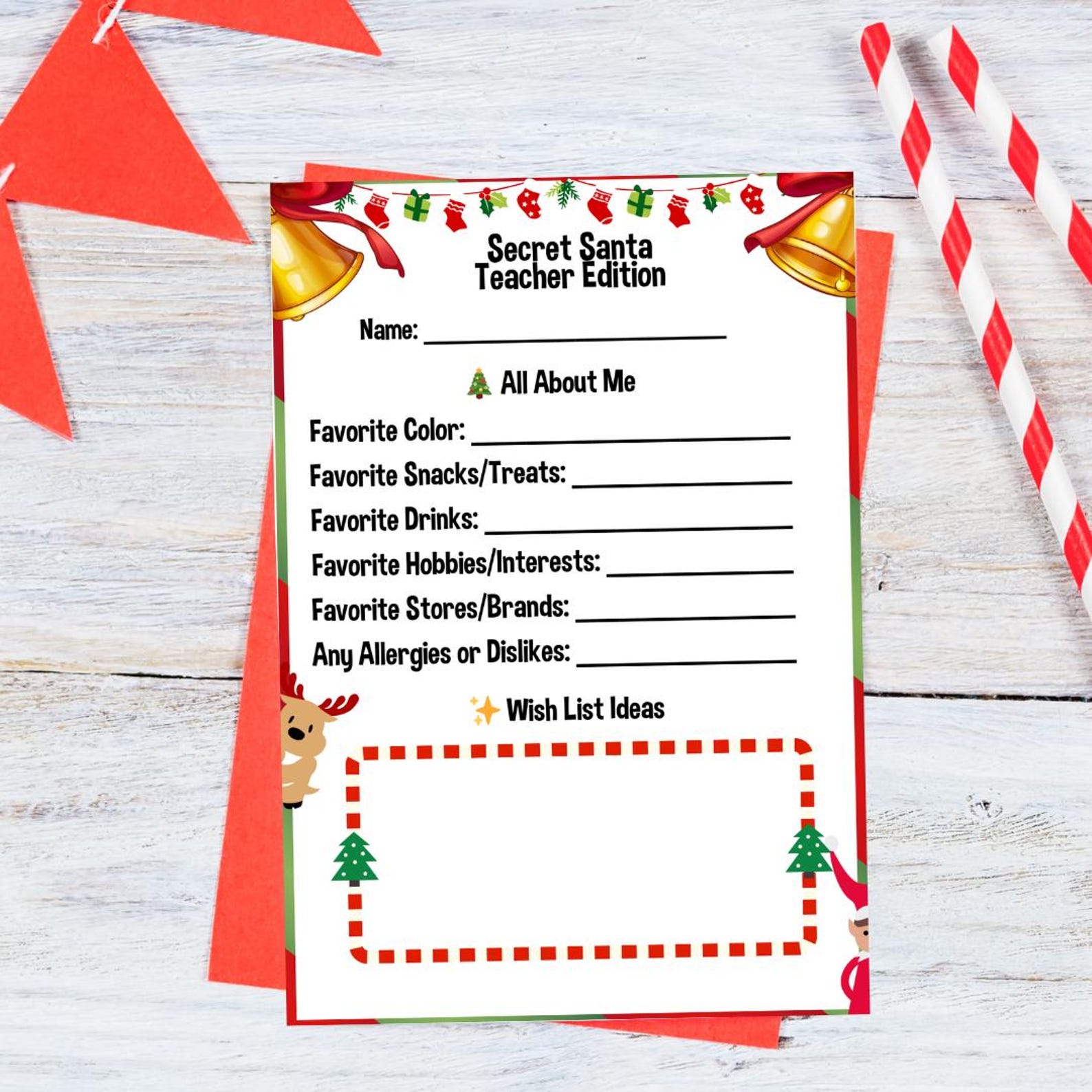 Teacher Secret Santa | Gift Exchange Printable for Teachers | Editable ...