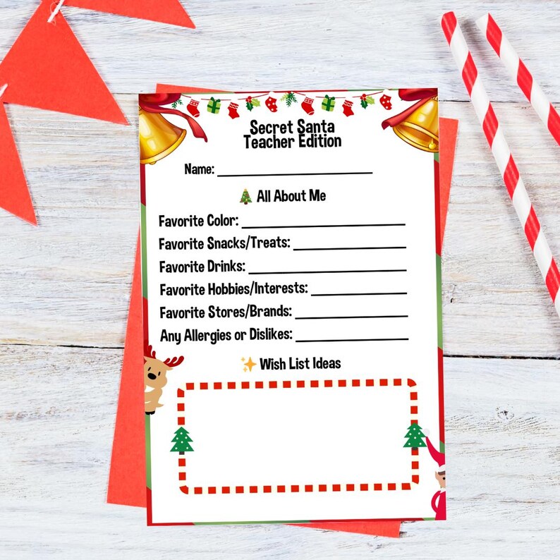 Teacher Secret Santa | Gift Exchange Printable for Teachers | Editable ...